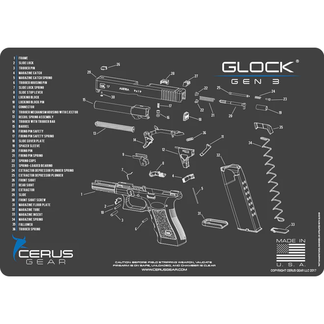 GLOCK® GEN3 SCHEMATIC HANDGUN MAT - Z32 Armory Inc.