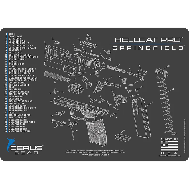 SPRINGFIELD® HELLCAT PRO™ SCHEMATIC HANDGUN MAT - Z32 Armory Inc.